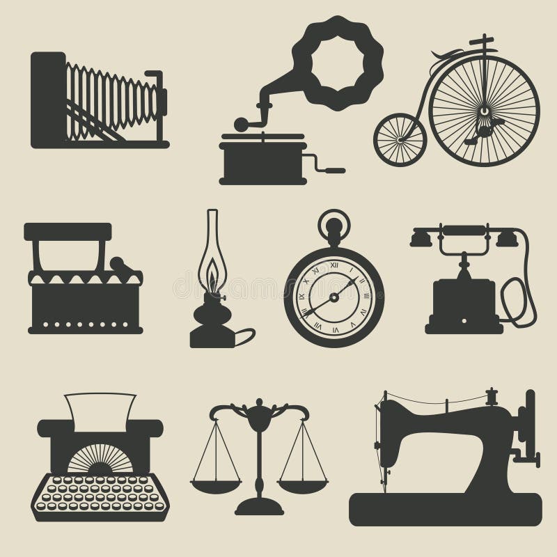 Retro icons stock vector. Illustration of household, phonograph - 33725146