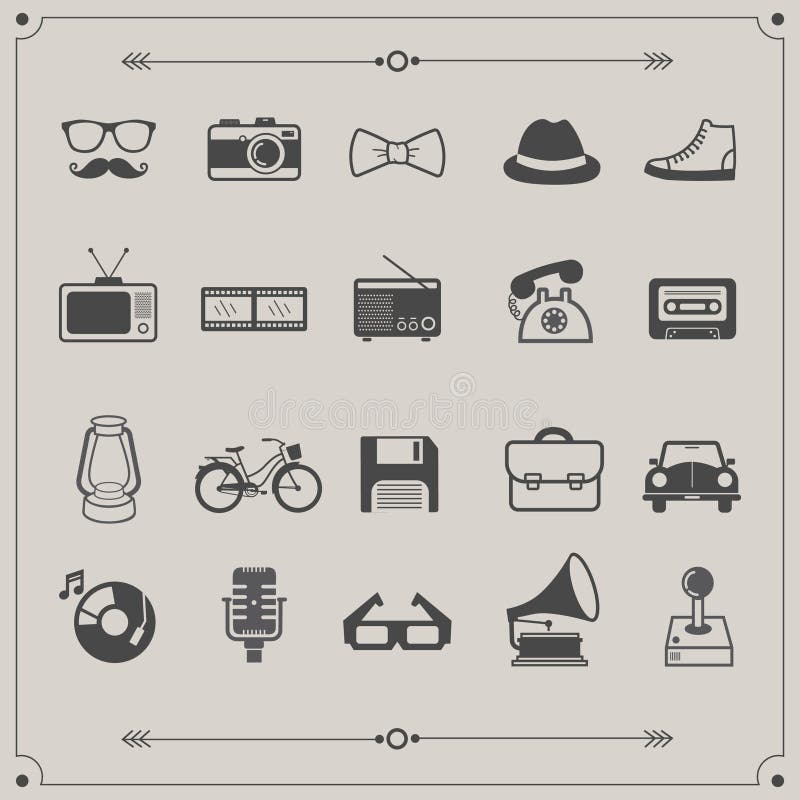 Retro Icons. Vector Illustration Decorative Design Stock Vector ...