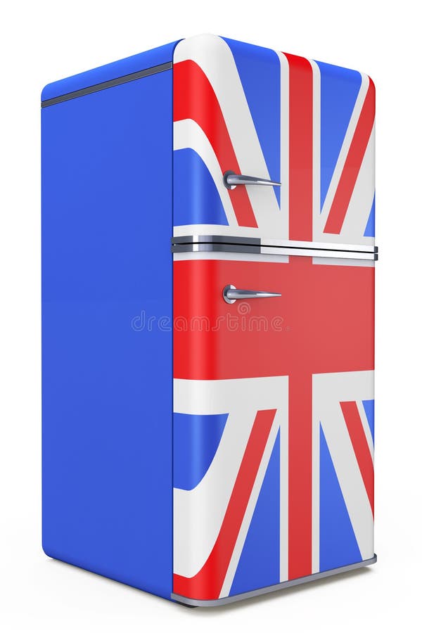 Retro Ijskast Met De Britse Vlag Op De Deur Stock Illustratie ...