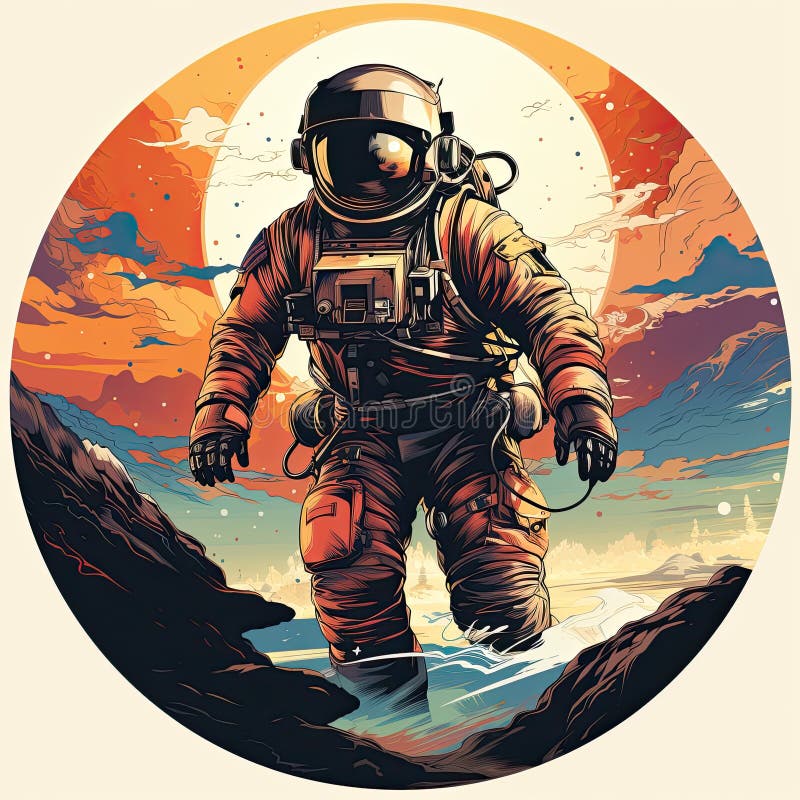 Retro Illustration of an Astronaut. Stock Illustration - Illustration ...