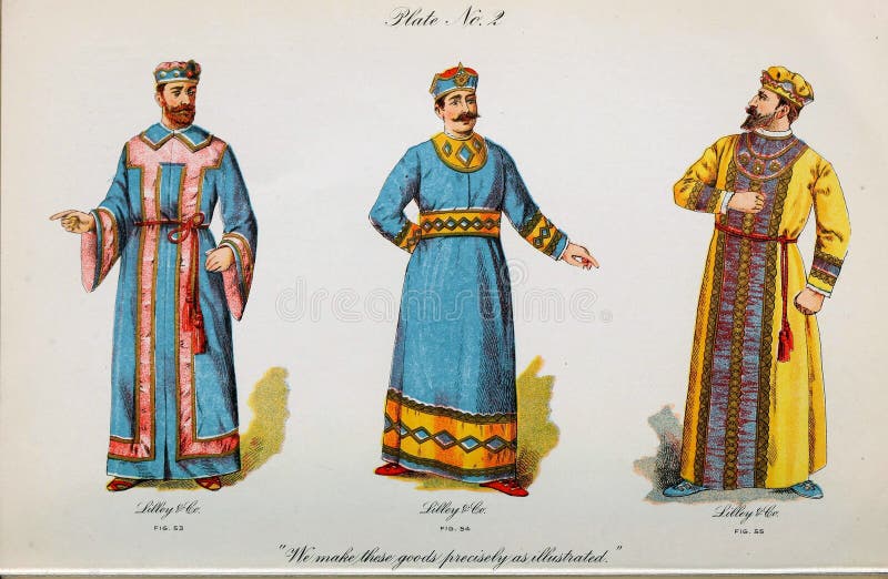 Retro Illustration of Costumes from Different Eras. Stock Image - Image ...