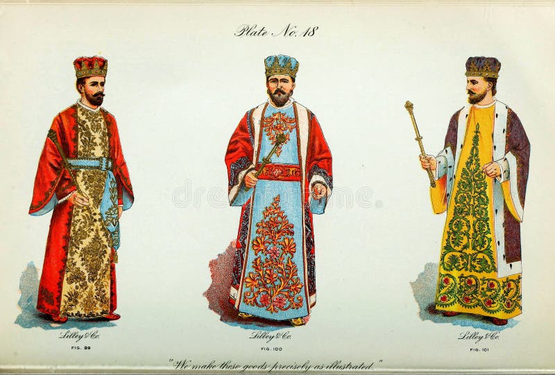 Retro Illustration of Costumes from Different Eras. Stock Photo - Image ...