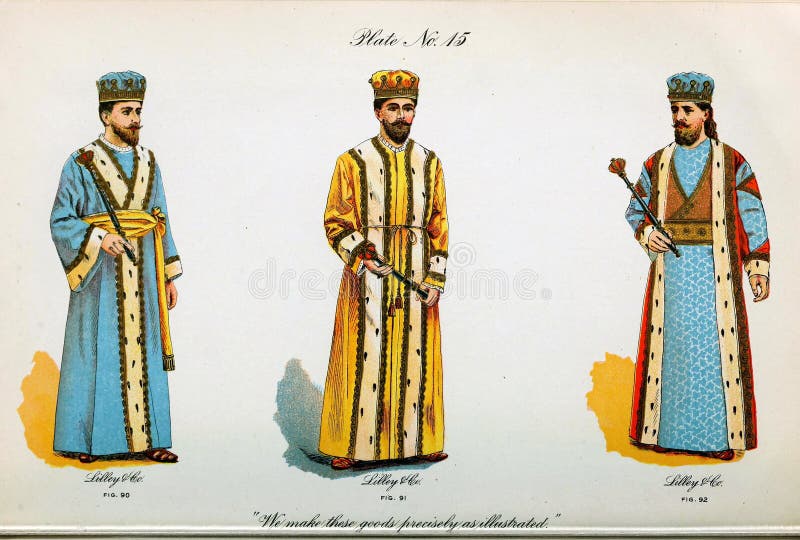 Retro Illustration of Costumes from Different Eras. Stock Photo - Image ...