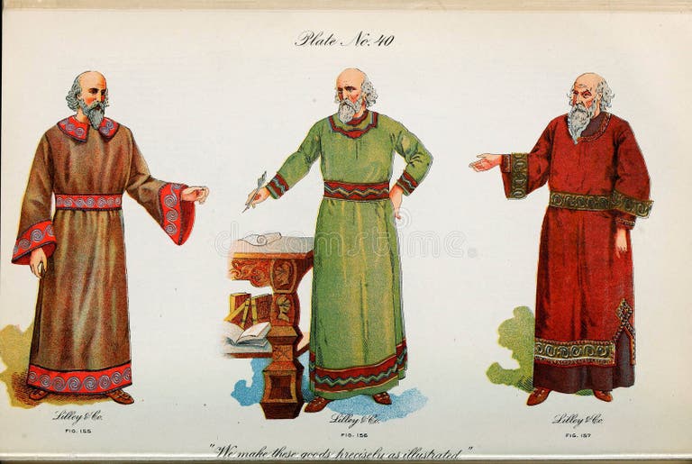 Retro Illustration of Costumes from Different Eras. Stock Image - Image ...