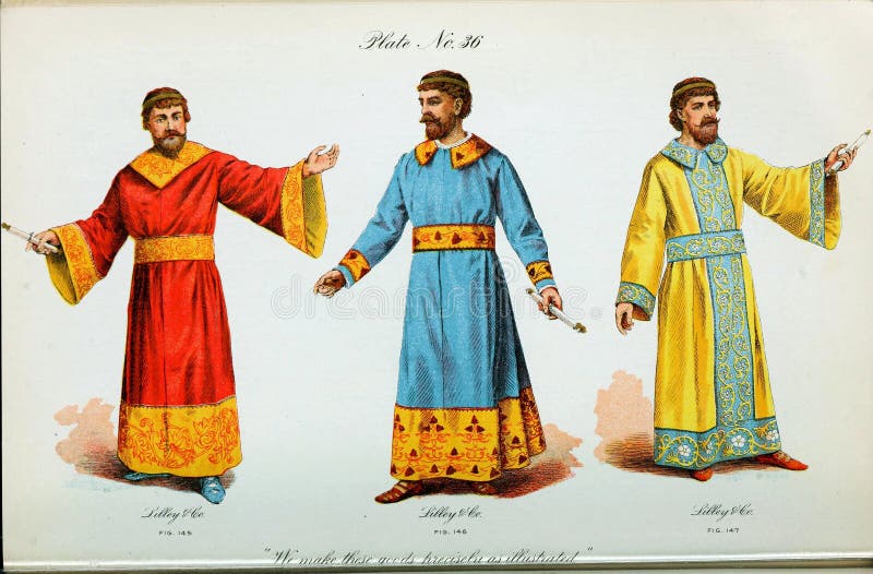 Retro Illustration of Costumes from Different Eras. Stock Photo - Image ...