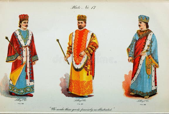 Retro Illustration of Costumes from Different Eras. Stock Image - Image ...