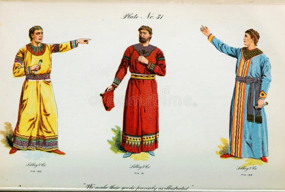Retro Illustration of Costumes from Different Eras. Stock Image - Image ...