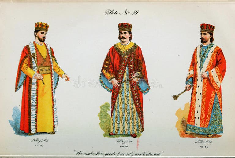 Retro Illustration of Costumes from Different Eras. Stock Image - Image ...