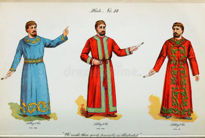 Retro Illustration of Costumes from Different Eras. Stock Photo - Image ...