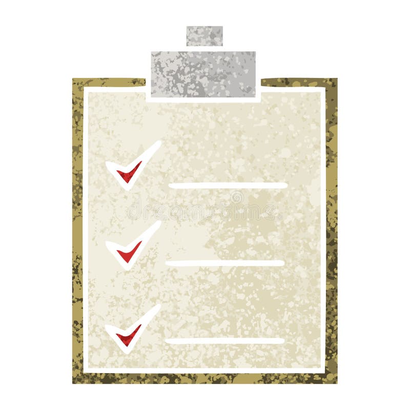 Retro Illustration Style Cartoon Check List Stock Vector - Illustration ...