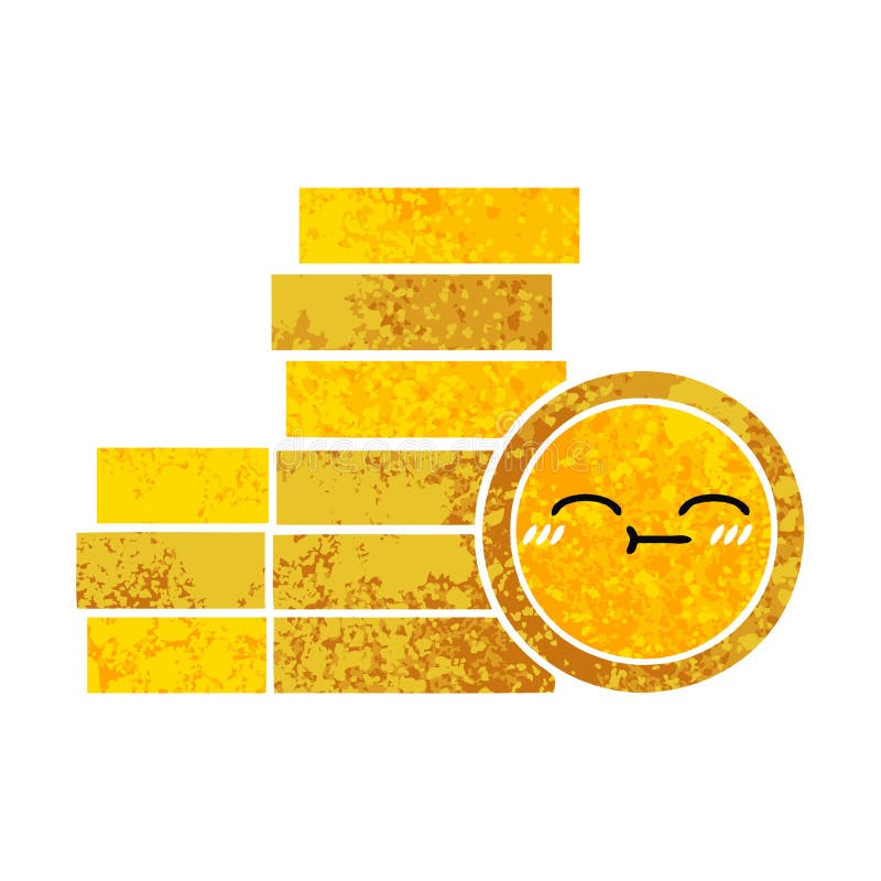 Retro Illustration Style Cartoon Coins Stock Vector - Illustration of ...