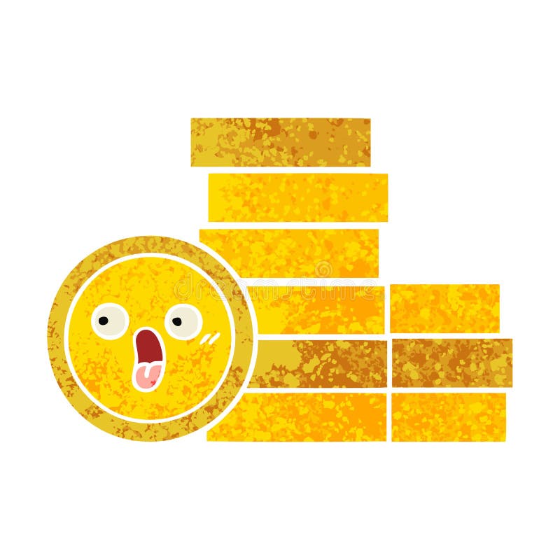 Retro Illustration Style Cartoon Coins Stock Vector - Illustration of ...