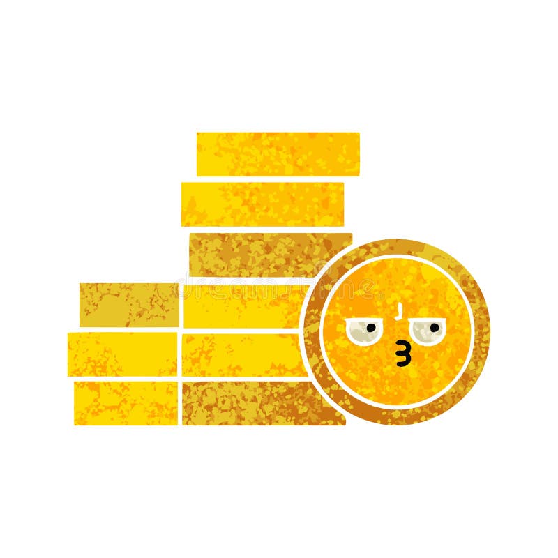 Retro Illustration Style Cartoon Coins Stock Vector - Illustration of ...
