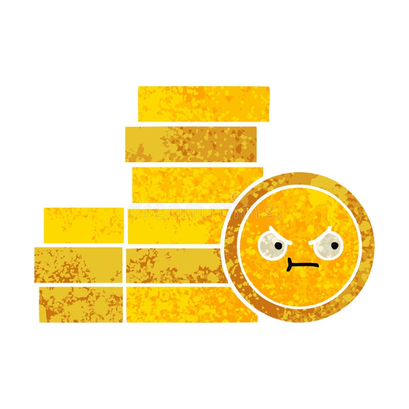 Retro Illustration Style Cartoon Coins Stock Vector - Illustration of ...