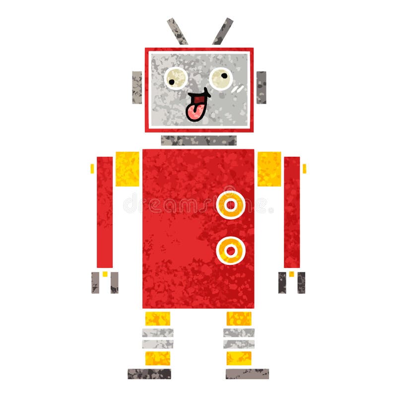 Retro Illustration Style Cartoon Crazy Robot Stock Vector ...