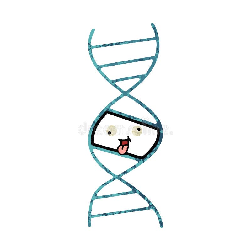 Retro Illustration Style Cartoon DNA Strand Stock Vector - Illustration ...