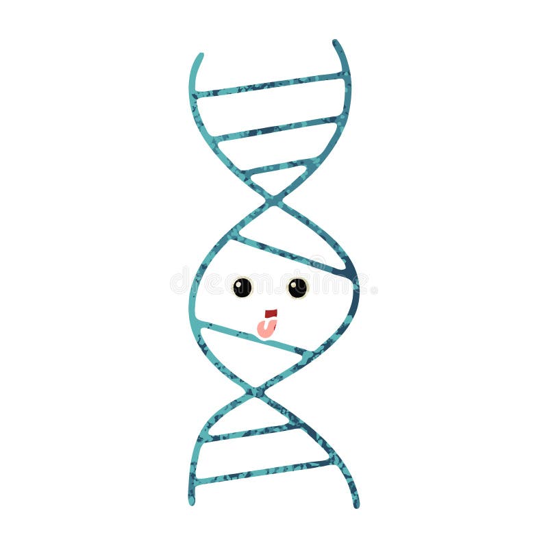 Retro Illustration Style Cartoon DNA Strand Stock Vector - Illustration ...