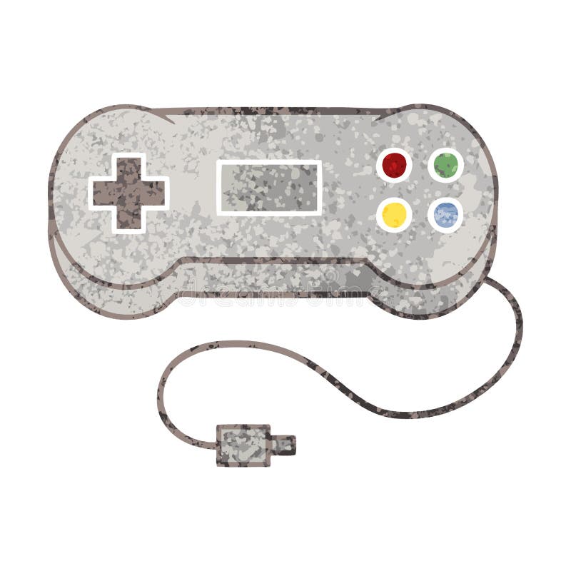 Retro Illustration Style Cartoon Game Controller Stock Vector ...