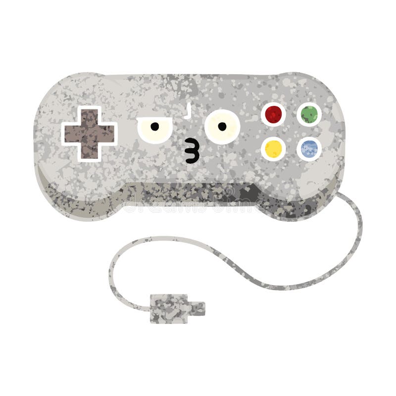 Retro Illustration Style Cartoon Game Controller Stock Vector ...