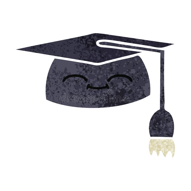 Retro Illustration Style Cartoon Graduation Hat Stock Vector ...