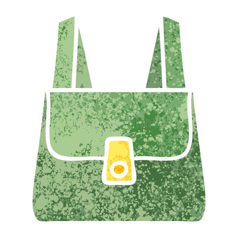 Retro Illustration Style Cartoon of a Green Bag Stock Vector ...
