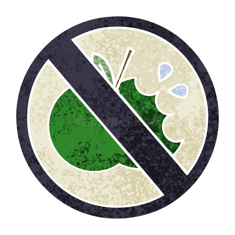 Retro Illustration Style Cartoon of a No Eating Sign Stock Vector ...