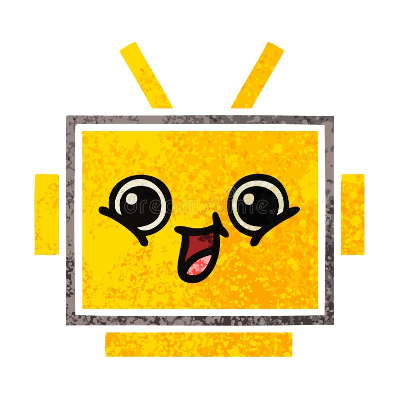 Retro Illustration Style Cartoon Robot Head Stock Vector - Illustration ...