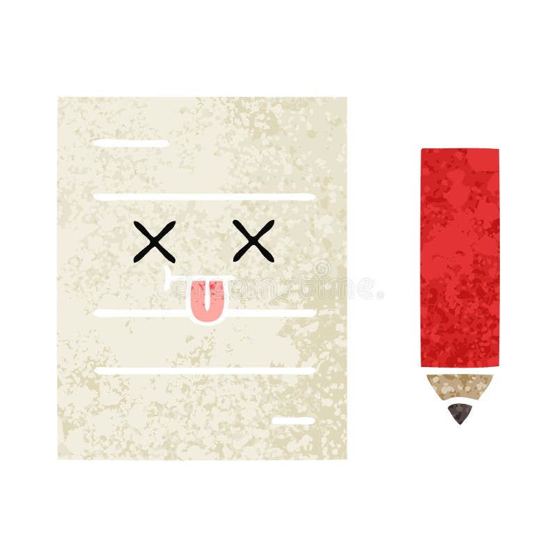 Retro Illustration Style Cartoon Test Paper Stock Vector - Illustration ...