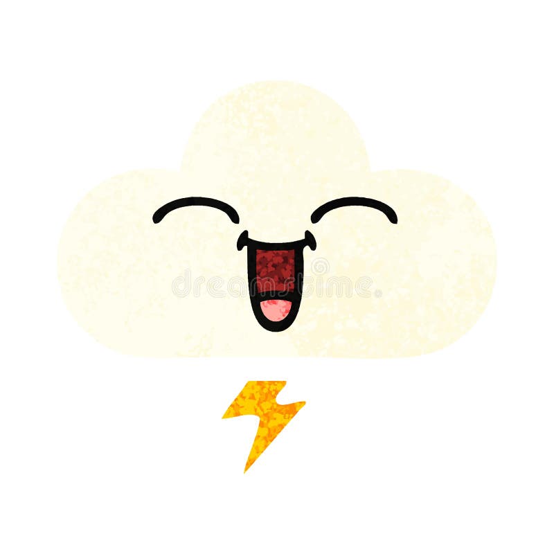 Retro Illustration Style Cartoon of a Thunder Cloud Stock Vector ...