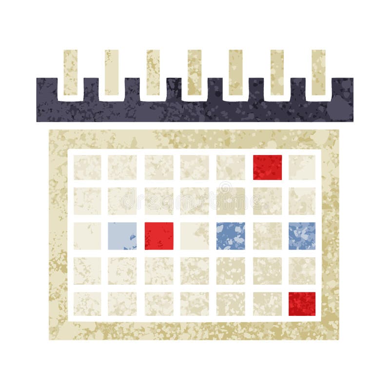 Retro Illustration Style Cartoon Work Calendar Stock Vector ...