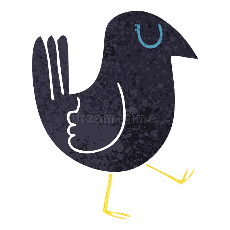 Retro Illustration Style Quirky Cartoon Crow Stock Vector ...