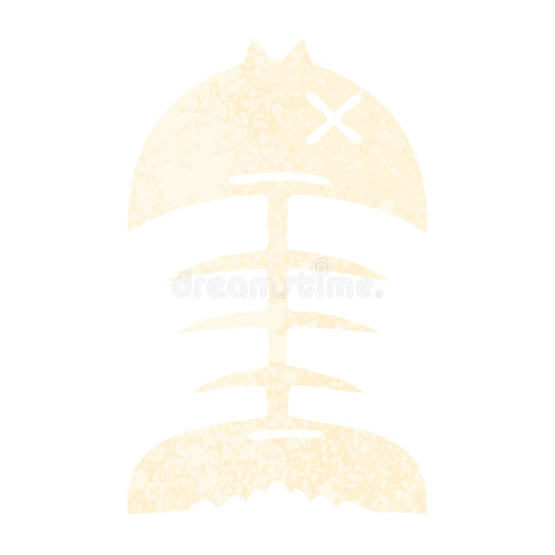 Retro Illustration Style Quirky Cartoon Dead Fish Bone Stock Vector ...