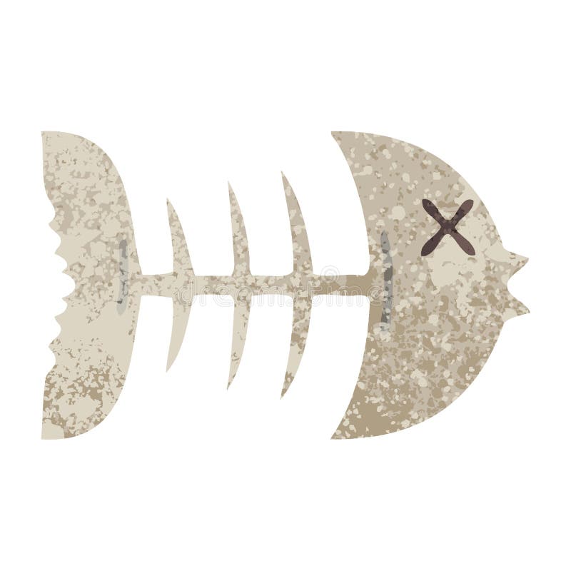 Retro Illustration Style Quirky Cartoon Dead Fish Bone Stock Vector ...