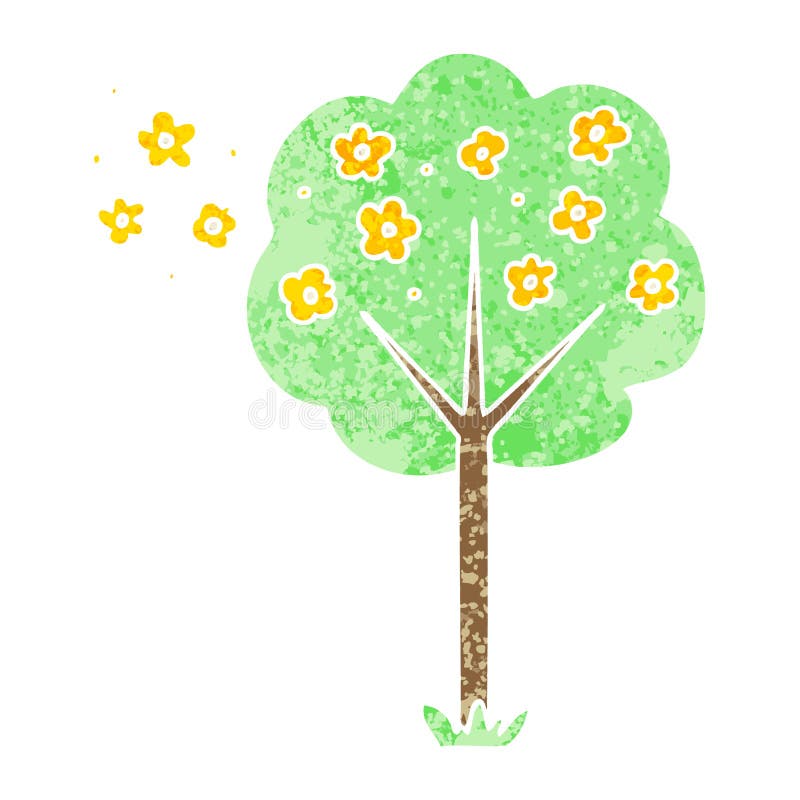 Retro Illustration Style Quirky Cartoon Tree Stock Vector ...