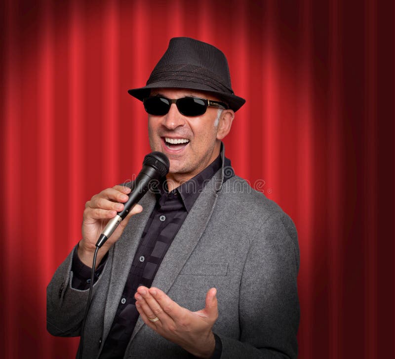 Retro image of man singing stock image. Image of singer - 63475905