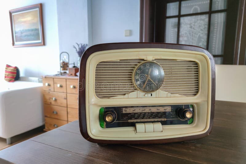 Classic radio on a table stock photo. Image of antique - 226854172