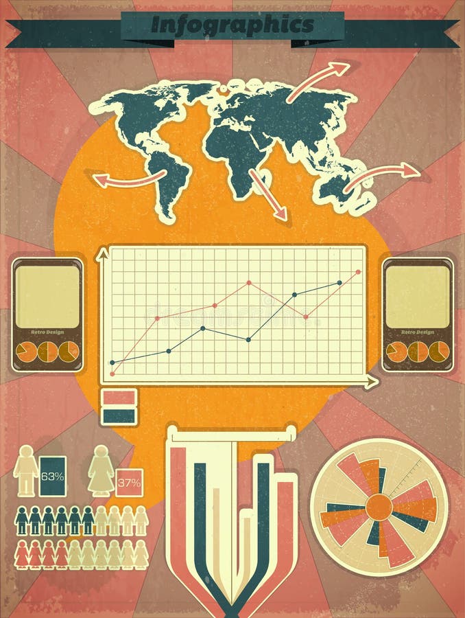 Retro Infographic Chart with Construction Icons Stock Vector ...