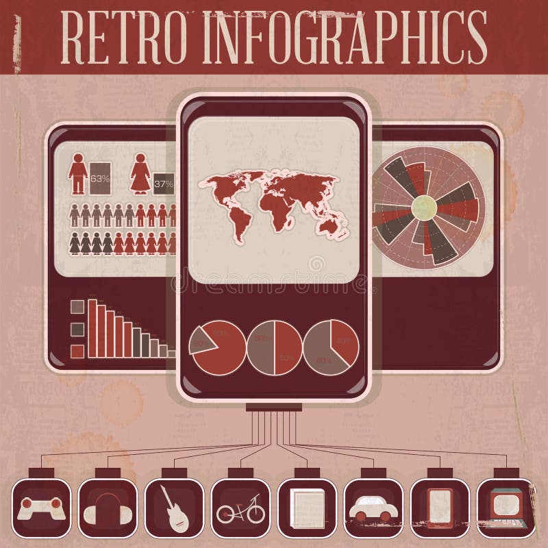 Retro Infographic Chart with Construction Icons Stock Vector ...