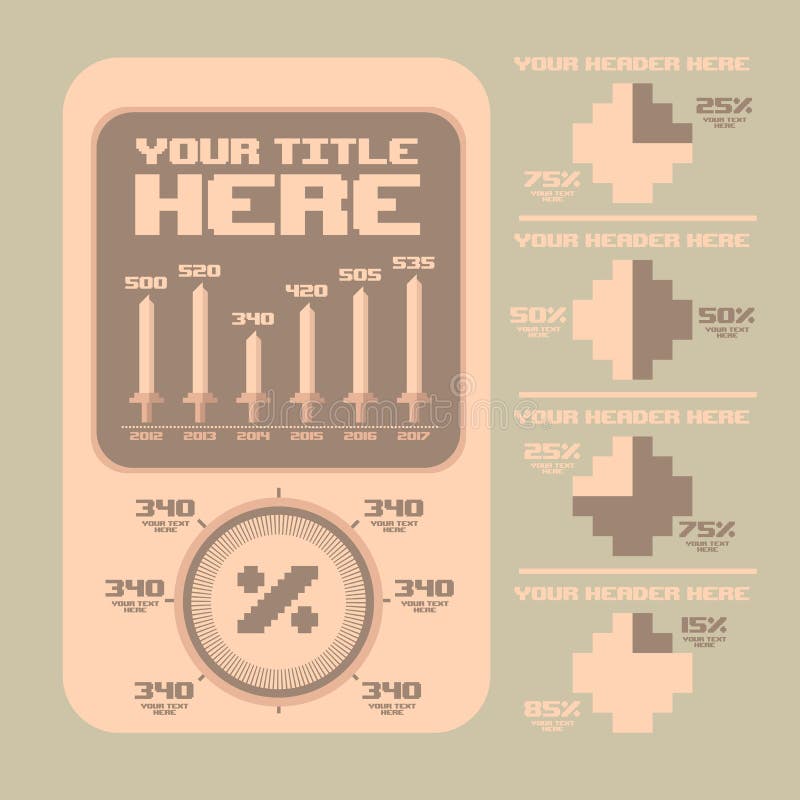 Retro Infographics Elements. Pixel Art Stock Vector - Illustration of ...