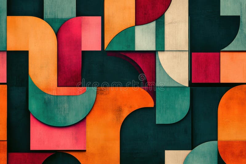 Retro-inspired Abstract Geometric Design Featuring Vibrant Colors and ...
