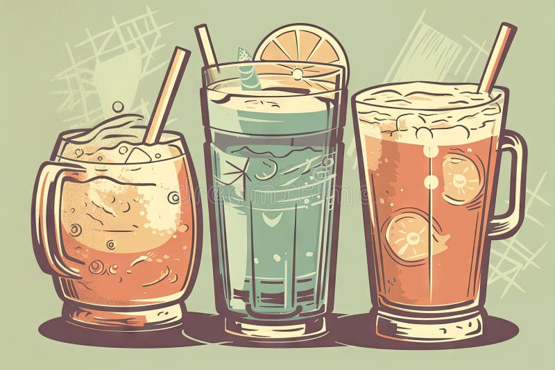 Retro-inspired Beverage Art with Pastel Retro Colors and Nostalgic ...
