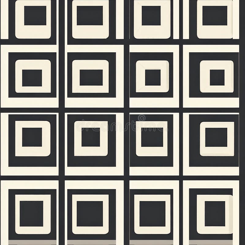 Retro-inspired Black and Beige Square Pattern Design Stock Illustration ...