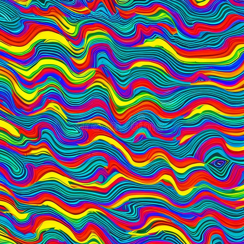 Bold Psychedelic Waves on a Bright Background Generative AI Stock ...