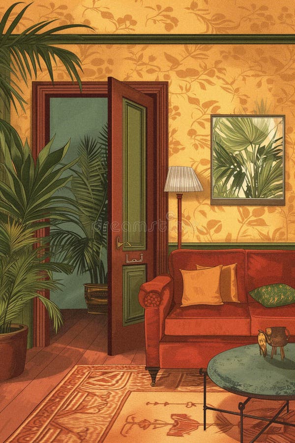 A Retro-inspired Drawing Wall Print in the Cinematic Mid-century Modern ...