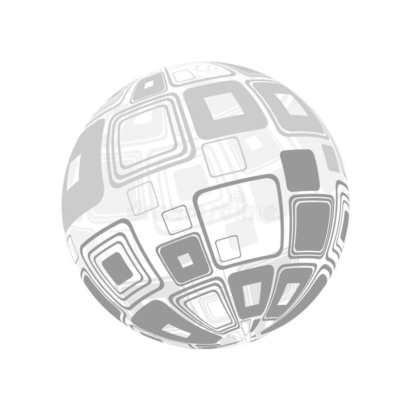 Retro Inspired Empty Transparent Round 3D Sphere with Gray Squares ...