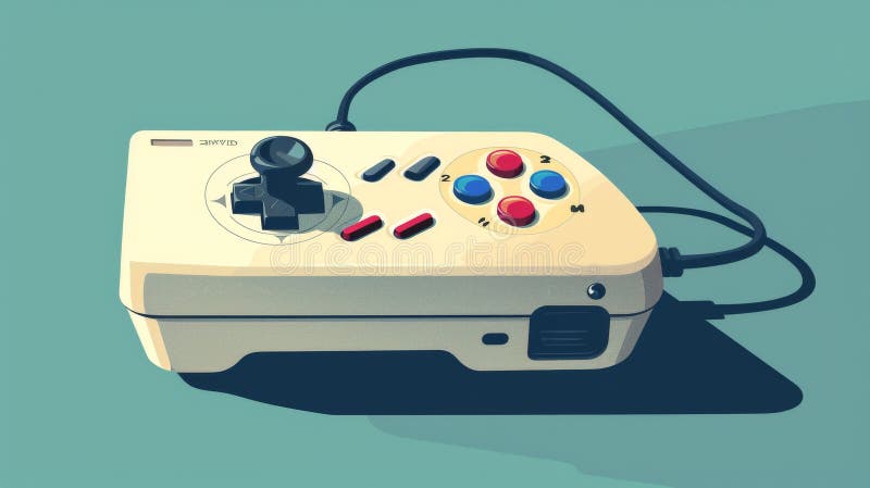 Retro-inspired Game Controller Illustration on Teal Stock Image - Image ...