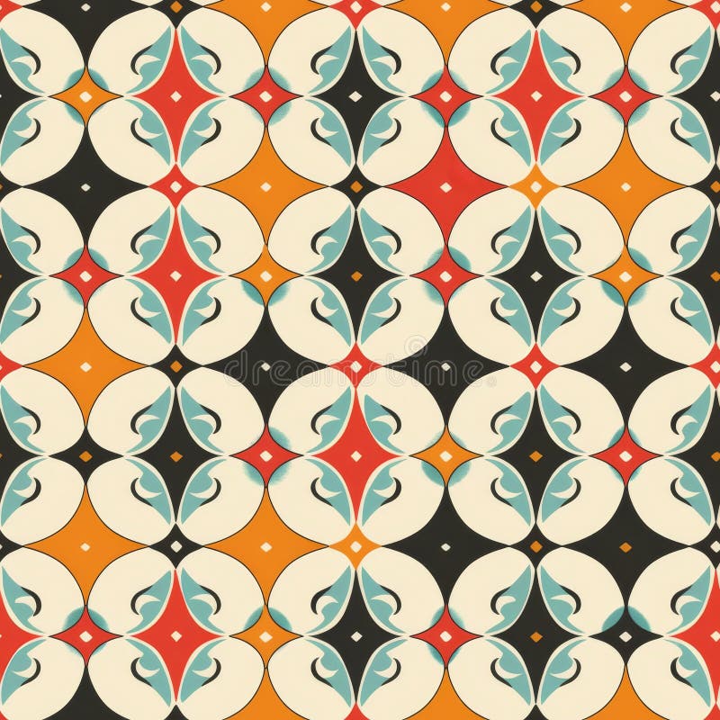 Retro-Inspired Geometric Pattern with Warm Color Palette Stock Image ...