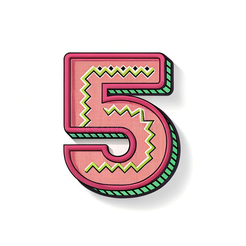 Retro Inspired Number 5 Design on Pink Background for Vintage Aesthetic ...