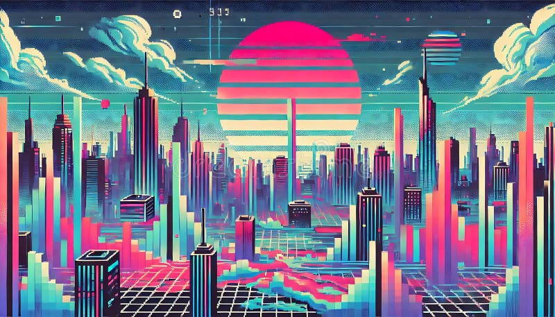 Retro-inspired Pixel Art Gradients with Glitch Effects Generated Using ...