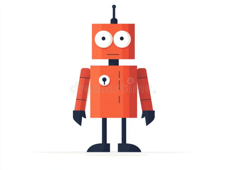 Retro Inspired Red Robot Character Expressive Eyes Symbolizing ...